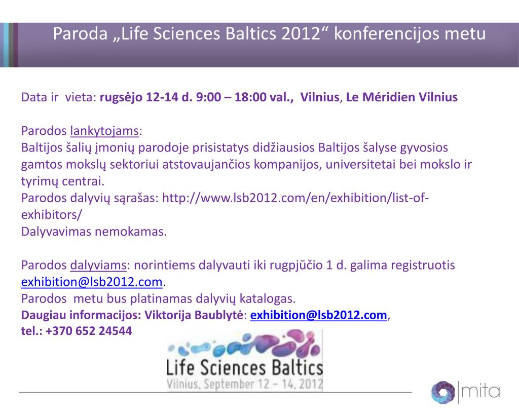 PPT - „Life Science Baltics 2012“ – galimybė rasti partnerių ...