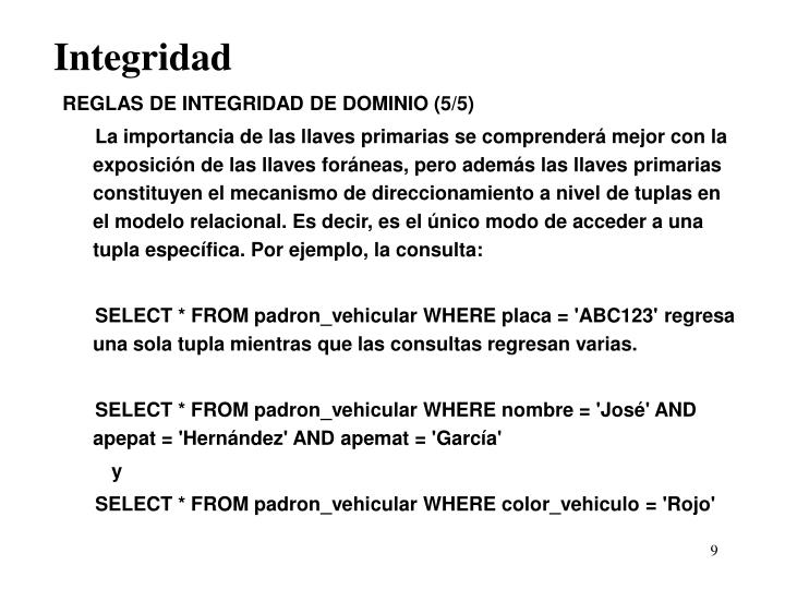 PPT - Integridad Bases de Datos PowerPoint Presentation - ID:3912147