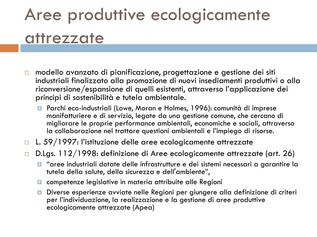 PPT - REQUISITI E CRITERI PROGETTUALI PER LA PIANIFICAZIONE SOSTENIBILE DELLE AREE PRODUTTIVE ...