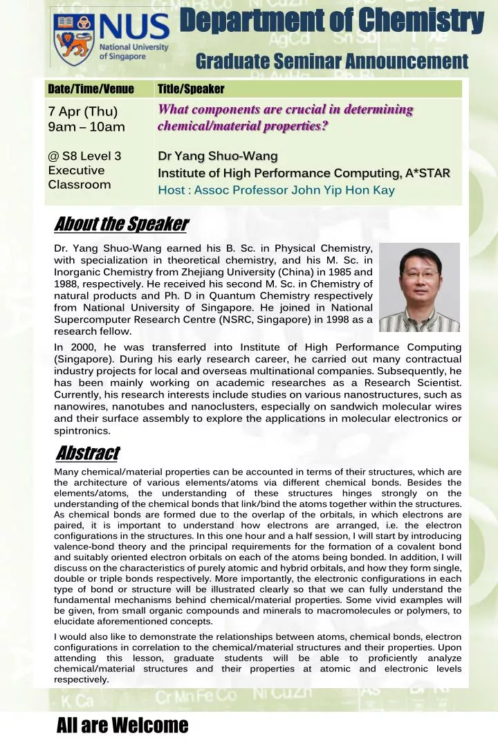 PPT - Department of Chemistry Graduate Seminar Announcement PowerPoint ...