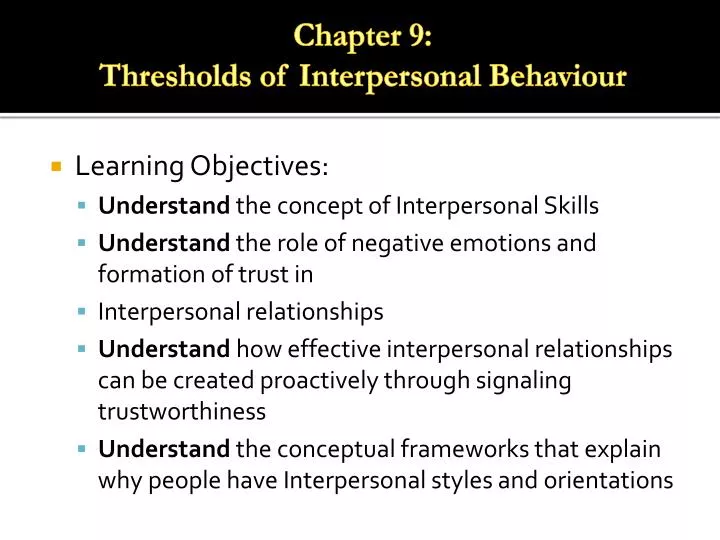 PPT - Learning Objectives: Understand the concept of Interpersonal ...