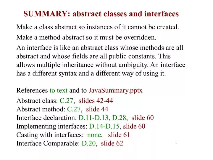 PPT - SUMMARY: abstract classes and interfaces PowerPoint Presentation ...