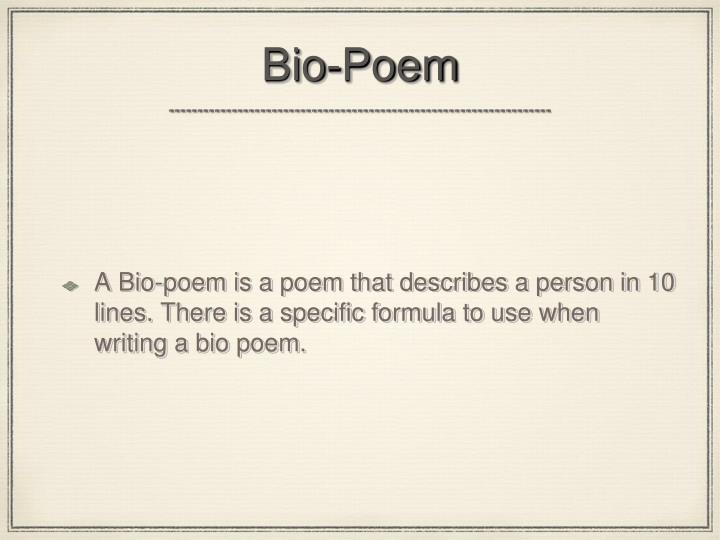 PPT - Bio Poem PowerPoint Presentation - ID:3922666