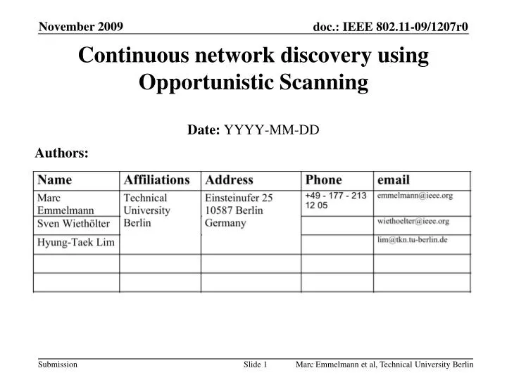 PPT - Continuous network discovery using Opportunistic Scanning ...