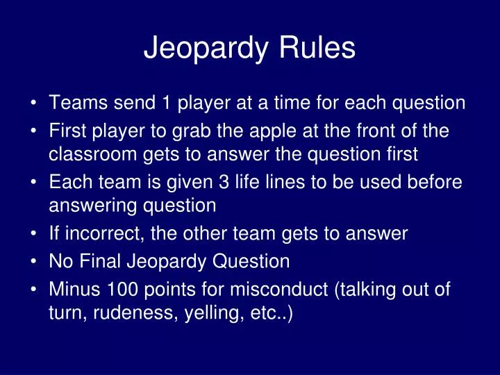 PPT - Jeopardy Rules PowerPoint Presentation, free download - ID:3924886