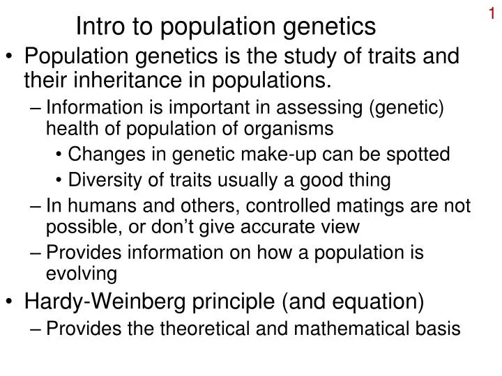 PPT - Intro to population genetics PowerPoint Presentation, free ...