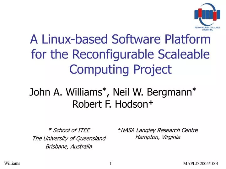 Ppt A Linux Based Software Platform For The Reconfigurable Scaleable Computing Project 5339