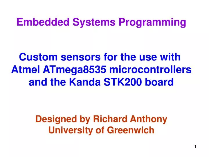 Ppt Embedded Systems Programming Custom Sensors For The Use With Atmel Atmega8535