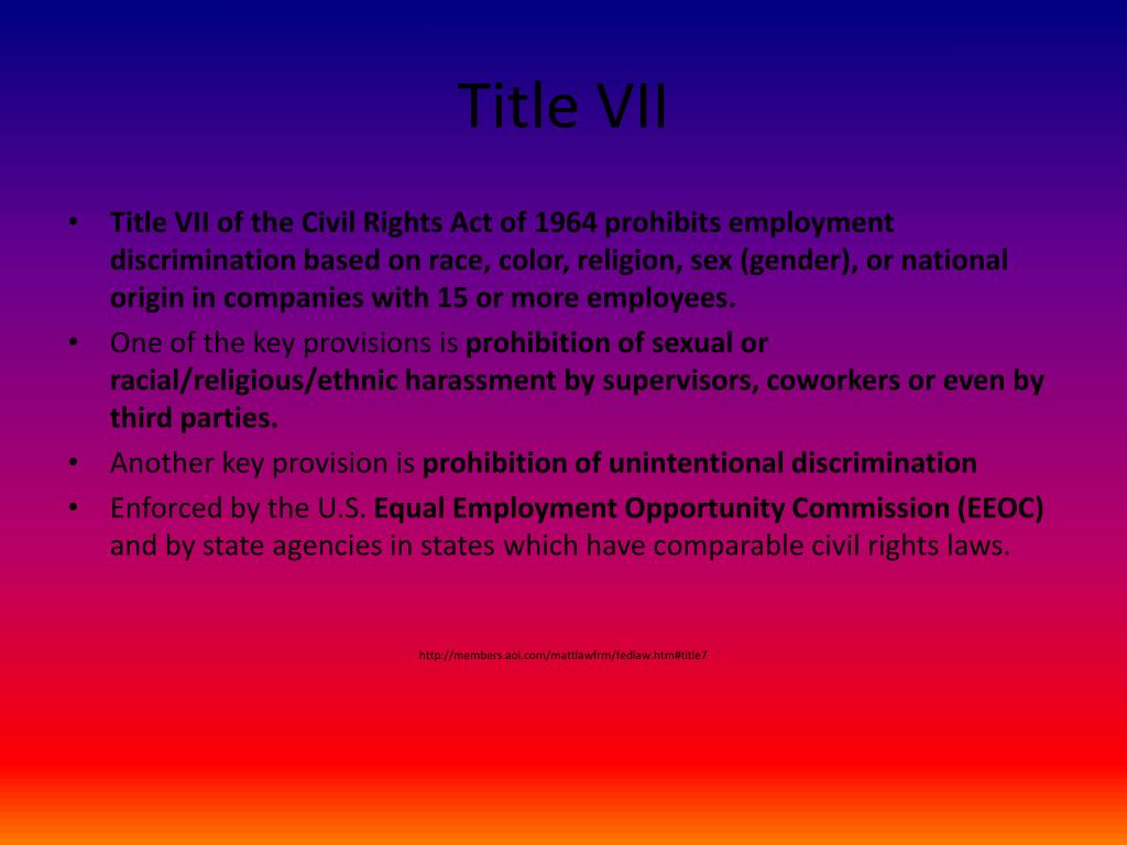 PPT - Employment Discrimination Laws: PowerPoint Presentation, free ...