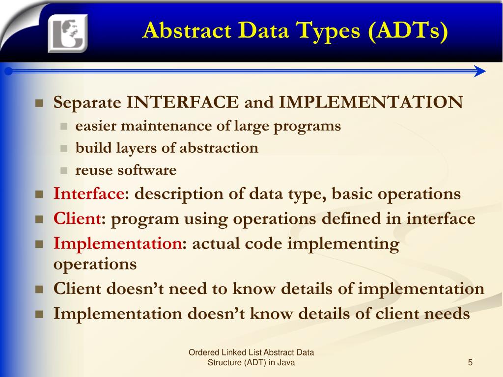PPT Ordered Linked Lists Using Abstract Data Types ADT In Java 