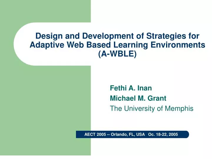 PPT - Design and Development of Strategies for Adaptive Web Based ...