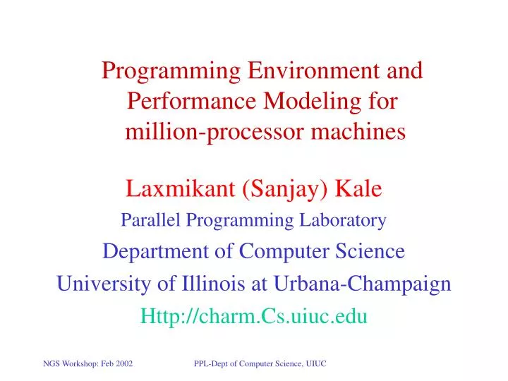 PPT - Programming Environment and Performance Modeling for million ...