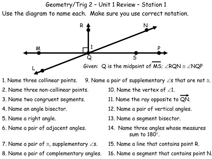 PPT - Geometry/Trig 2 – Unit 1 Review – Station 1 PowerPoint ...