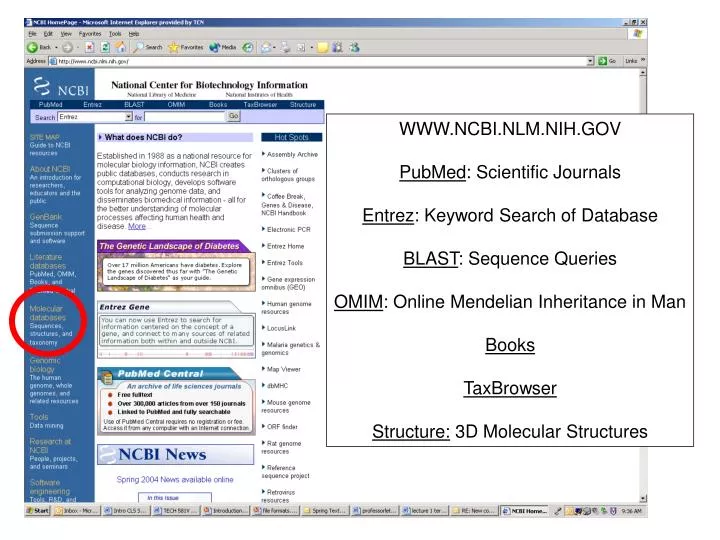 PPT - WWW.NCBI.NLM.NIH.GOV PubMed : Scientific Journals Entrez ...