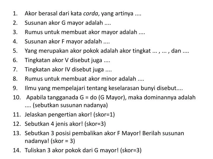 PPT - Akor berasal dari kata corda , yang artinya .... Susunan akor G ...