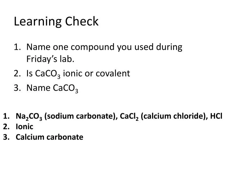 PPT - Learning Check PowerPoint Presentation, free download - ID:3935891