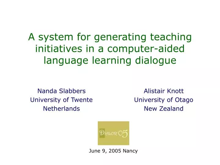 PPT - A system for generating teaching initiatives in a computer-aided ...