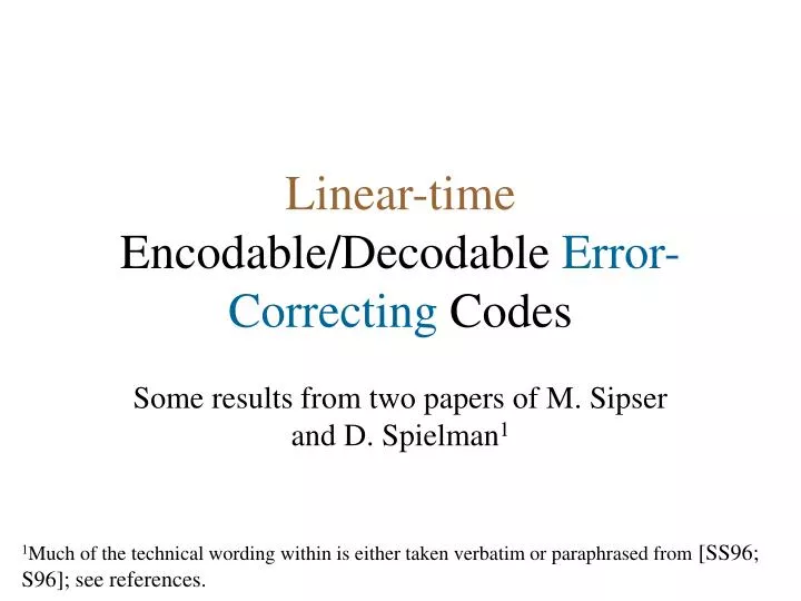 Ppt Linear Time Encodabledecodable Error Correcting Codes Powerpoint Presentation Id3938394 3369
