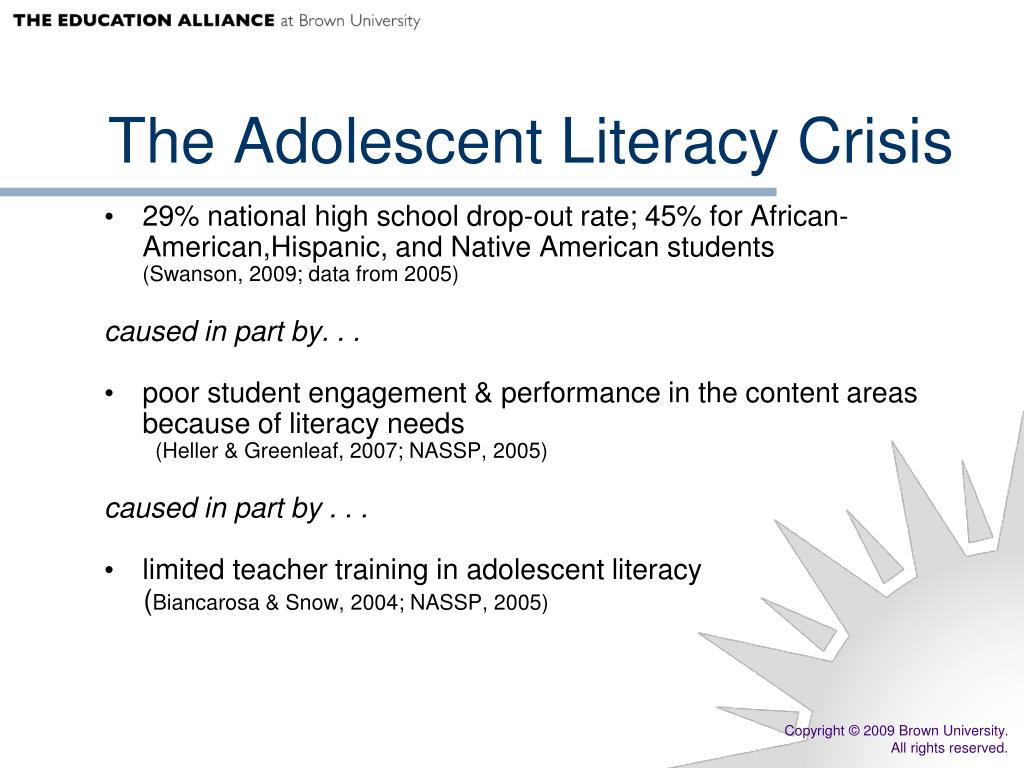 PPT - Adolescent Literacy: Key to Raising Student Achievement in the ...