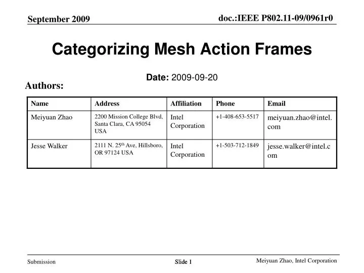 PPT - Categorizing Mesh Action Frames PowerPoint Presentation, free ...