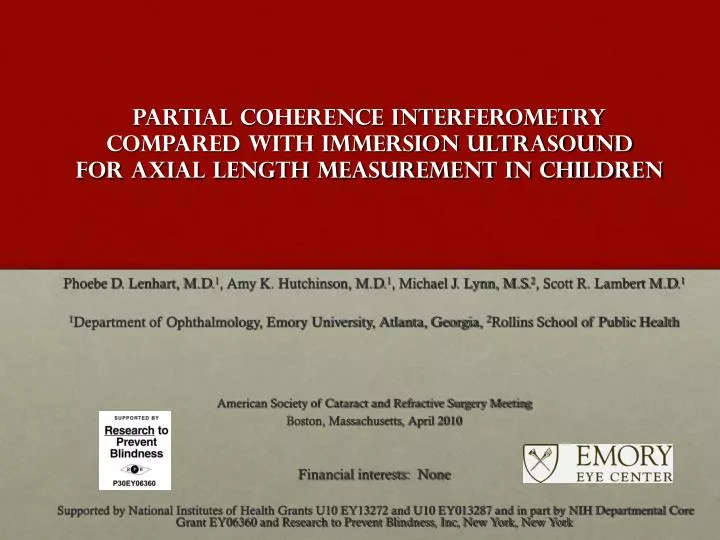 PPT - Partial Coherence Interferometry Compared with Immersion ...
