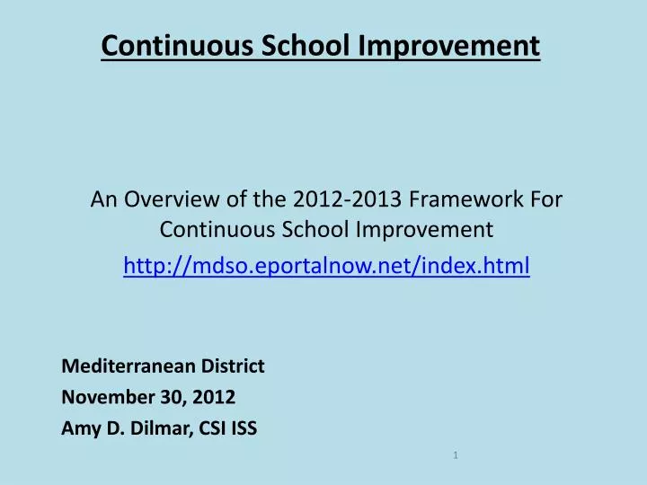 PPT - Continuous School Improvement PowerPoint Presentation, free ...