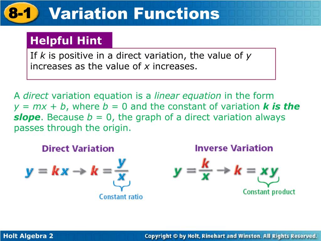 PPT - direct variation inverse variation constant of variation joint ... PPT - direct variation inverse variation constant of variation joint ...