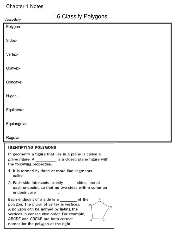 PPT - Chapter 1 Notes 1.6 Classify Polygons PowerPoint Presentation ...