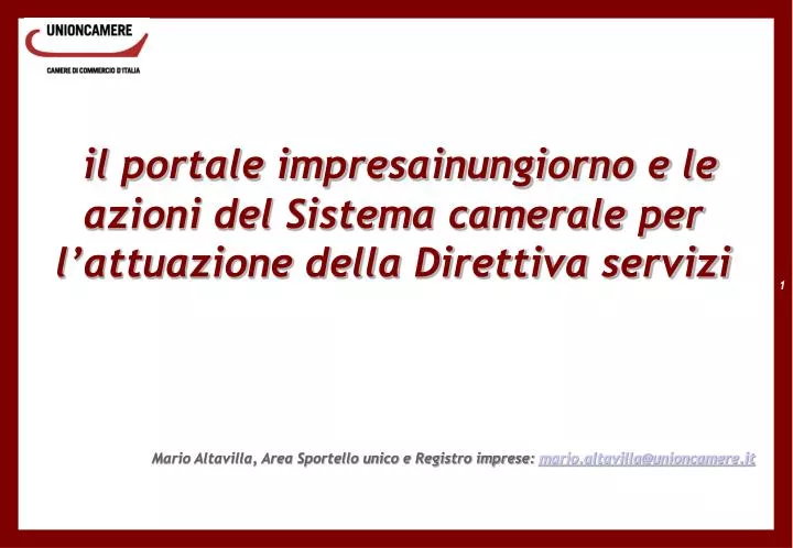 PPT - Mario Altavilla, Area Sportello unico e Registro imprese: mario ...