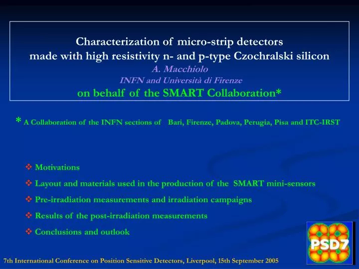 PPT - 7th International Conference on Position Sensitive Detectors ...