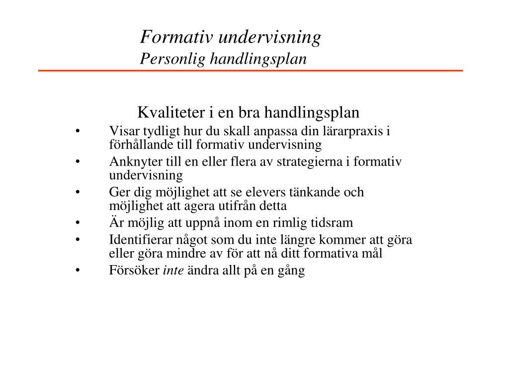 PPT - Syftet med en personlig handlingsplan Gör idéerna konkreta ...