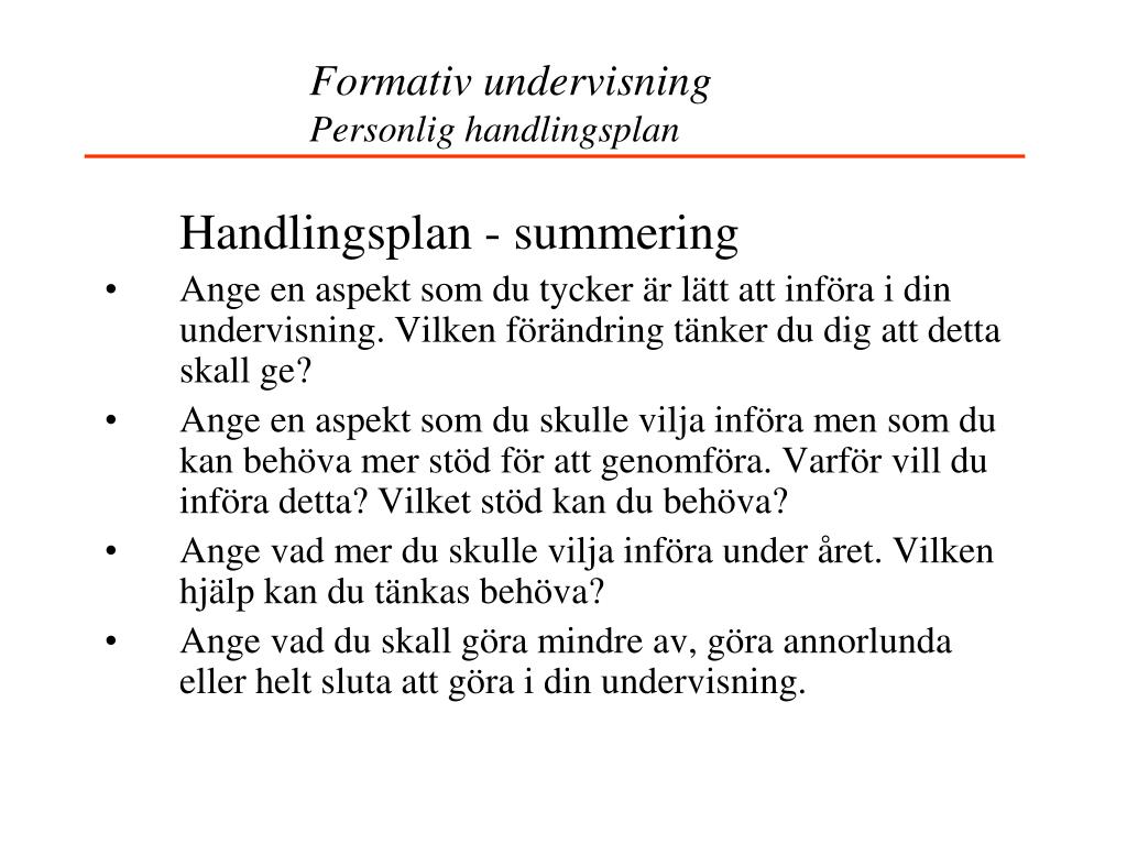 PPT - Syftet med en personlig handlingsplan Gör idéerna konkreta ...