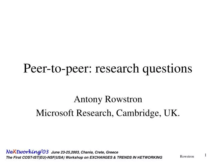 PPT - Peer-to-peer: research questions PowerPoint Presentation, free ...