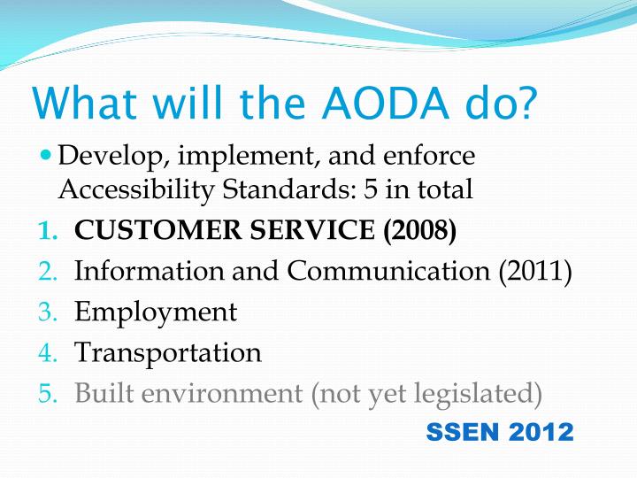PPT - AODA Accessibility for Ontarians with Disabilities Act PowerPoint ...