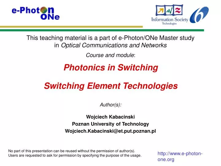 PPT - Photonics in Switching PowerPoint Presentation, free download ...