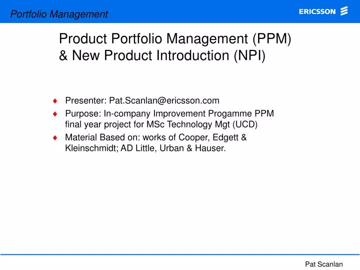 PPT - Product Portfolio Management (PPM) & New Product Introduction ...