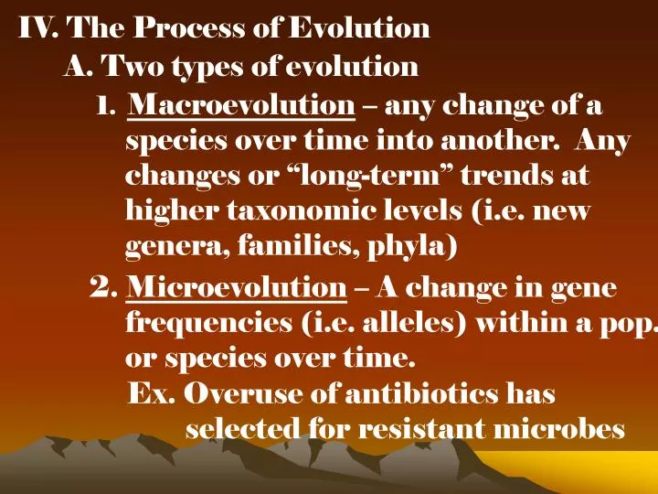 PPT - IV. The Process of Evolution PowerPoint Presentation, free ...