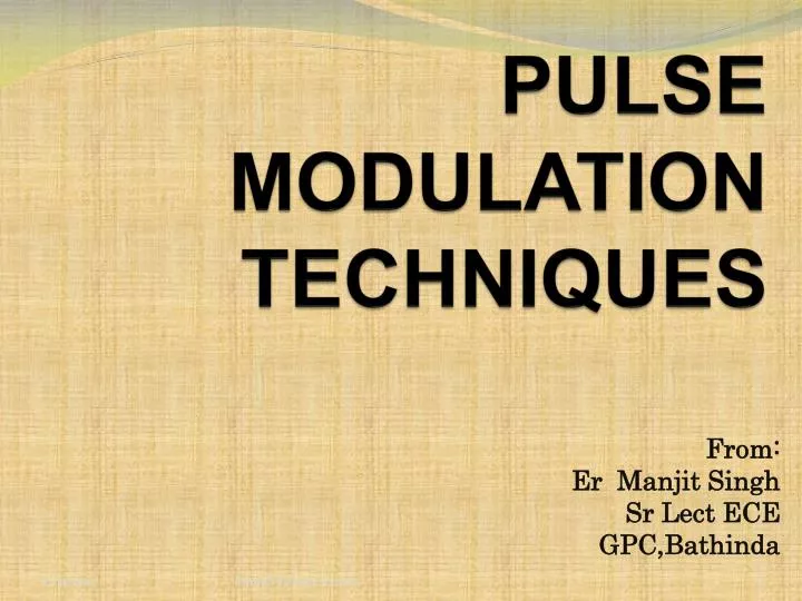 PPT - PULSE MODULATION TECHNIQUES PowerPoint Presentation, free ...