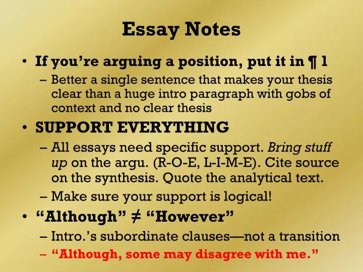 PPT - Essay Notes PowerPoint Presentation, free download - ID:3951017