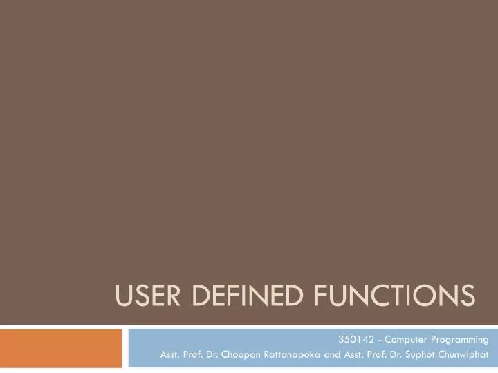 PPT - User defined Functions PowerPoint Presentation, free download ...