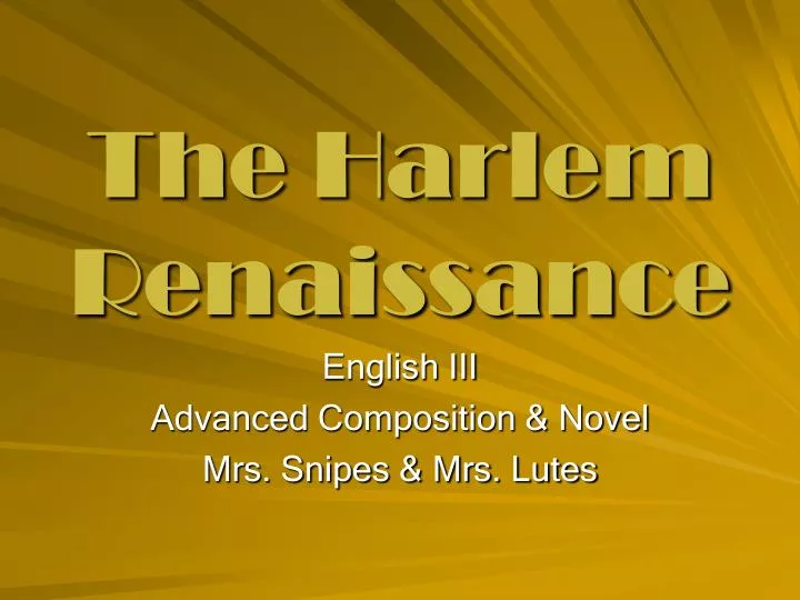 Harlem Renaissancepresentation