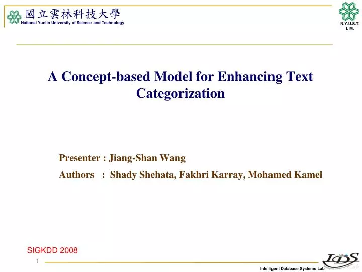 Ppt A Concept Based Model For Enhancing Text Categorization Powerpoint Presentation Id 3952058
