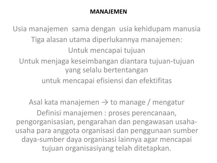 PPT - MANAJEMEN PowerPoint Presentation, free download - ID:3953420