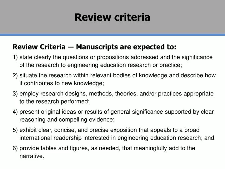 PPT - Review criteria PowerPoint Presentation, free download - ID:3954425