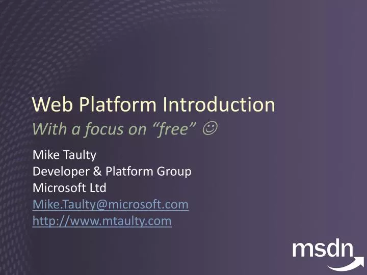 PPT - Web Platform Introduction With a focus on “free” PowerPoint ...