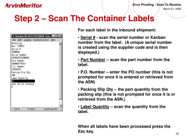 PPT - Error Proofing - Receiving Scanning To Receive PowerPoint ...