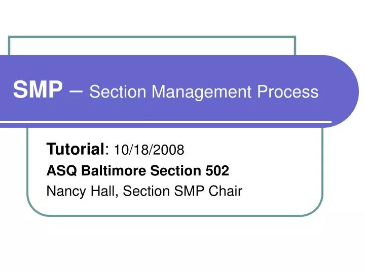 PPT - SMP – Section Management Process PowerPoint Presentation, free ...