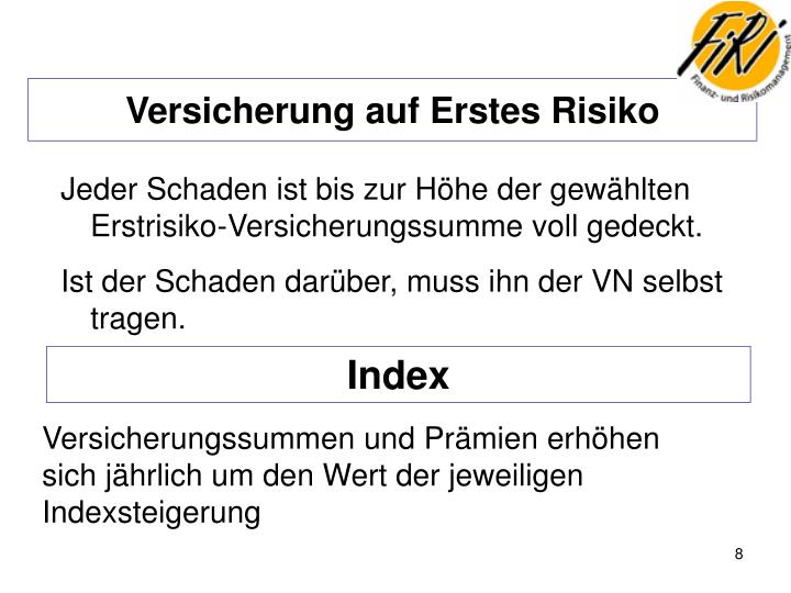 Versicherung Erstes Risiko