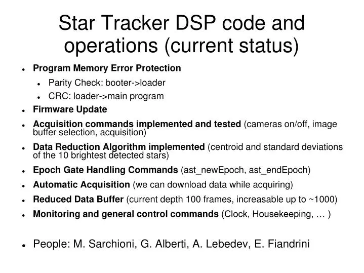 PPT - Star Tracker DSP code and operations (current status) PowerPoint ...