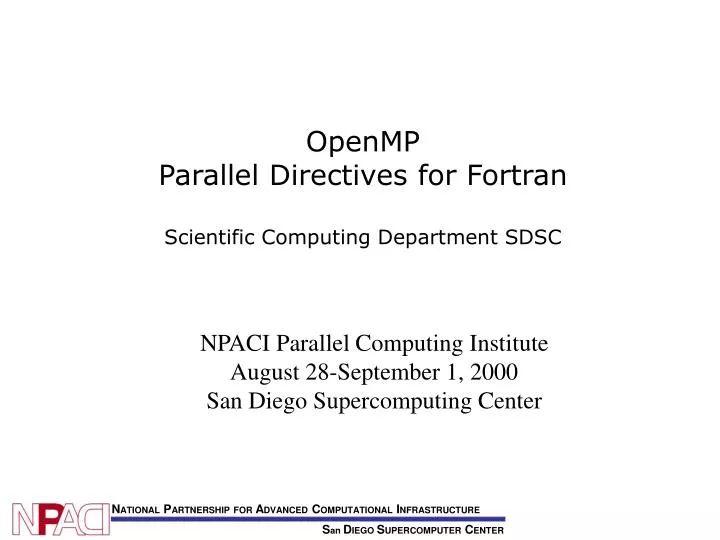 Ppt Openmp Parallel Directives For Fortran Scientific Computing 6800